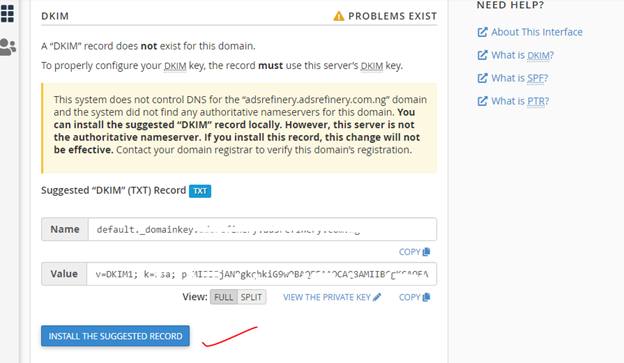How to repair/configure DKIM and SPF records in the cPanel