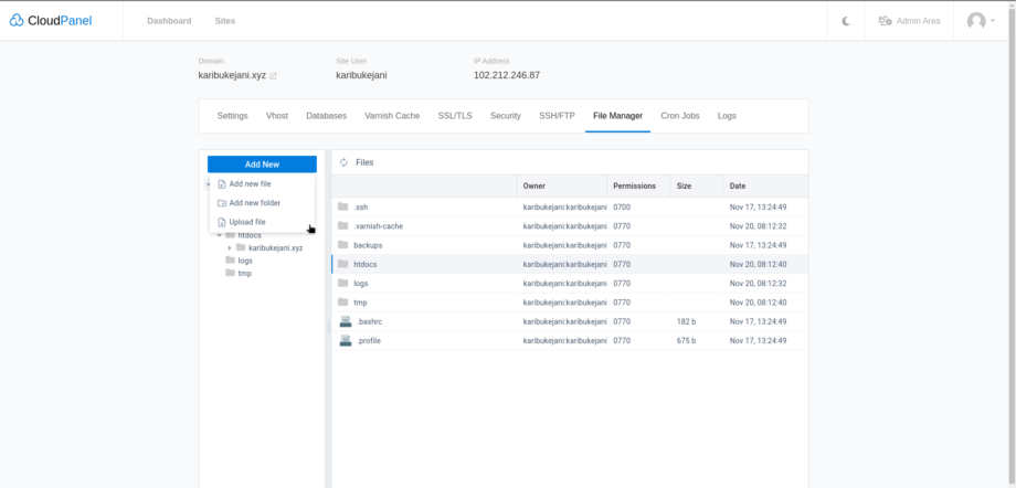 Upload files in CloudPanel – Support